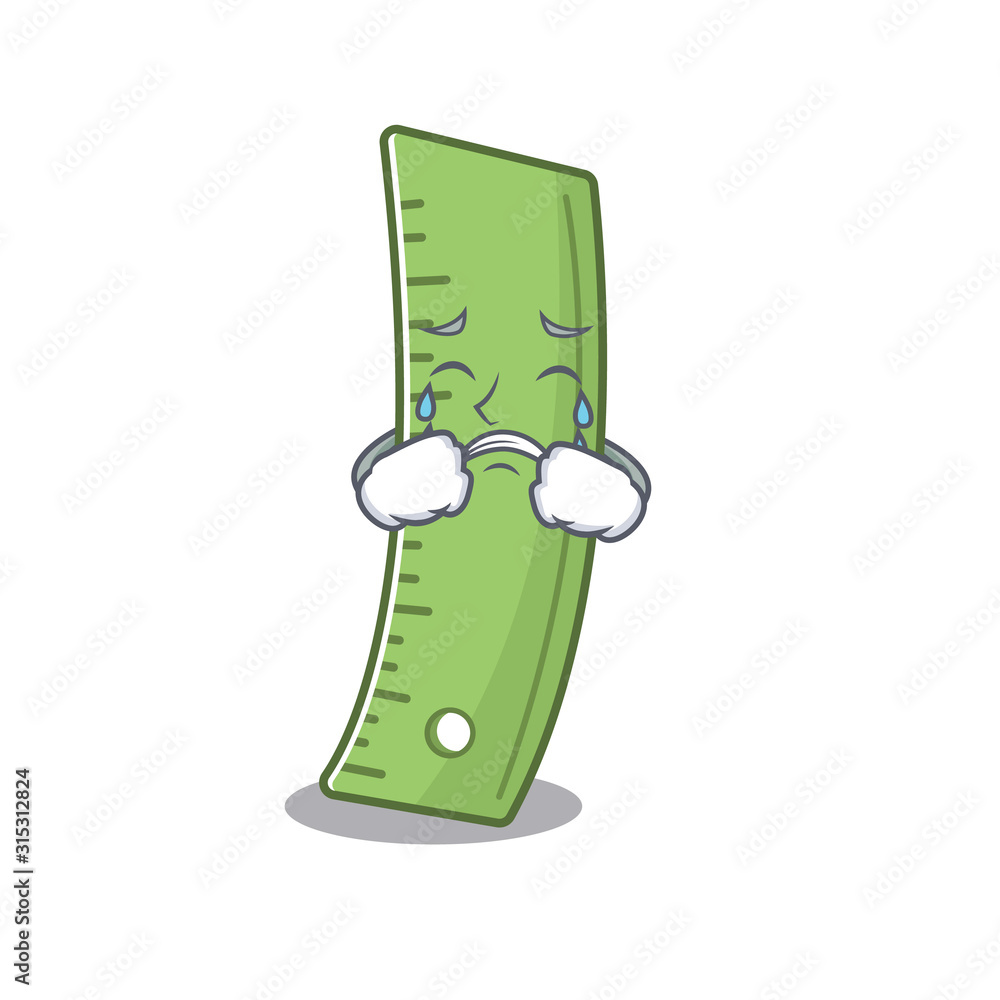 Sad of ruler cartoon with mascot style Stock Vector | Adobe Stock