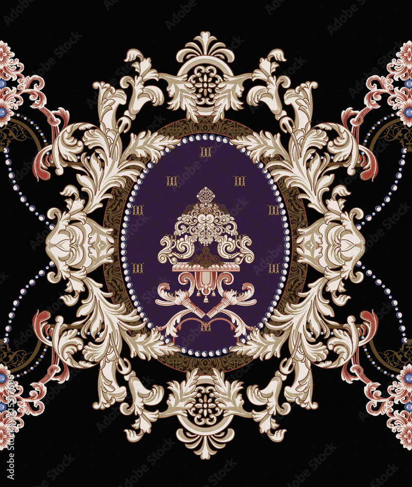 Exquisite baroque design, rococo design, suitable for textile clothing ...