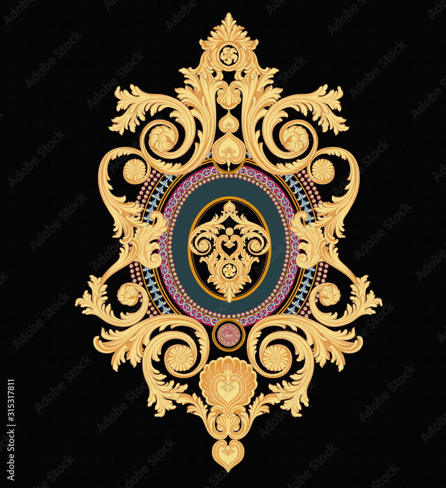 Exquisite baroque design, rococo design, suitable for textile clothing ...