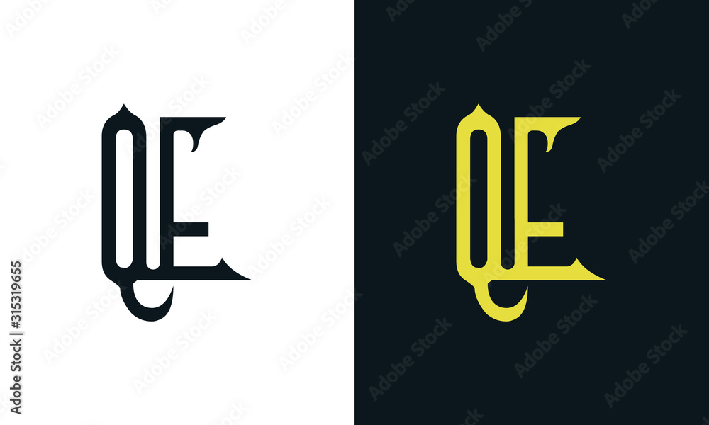 Minimal luxury line art letter QE logo. This logo icon incorporate with ...