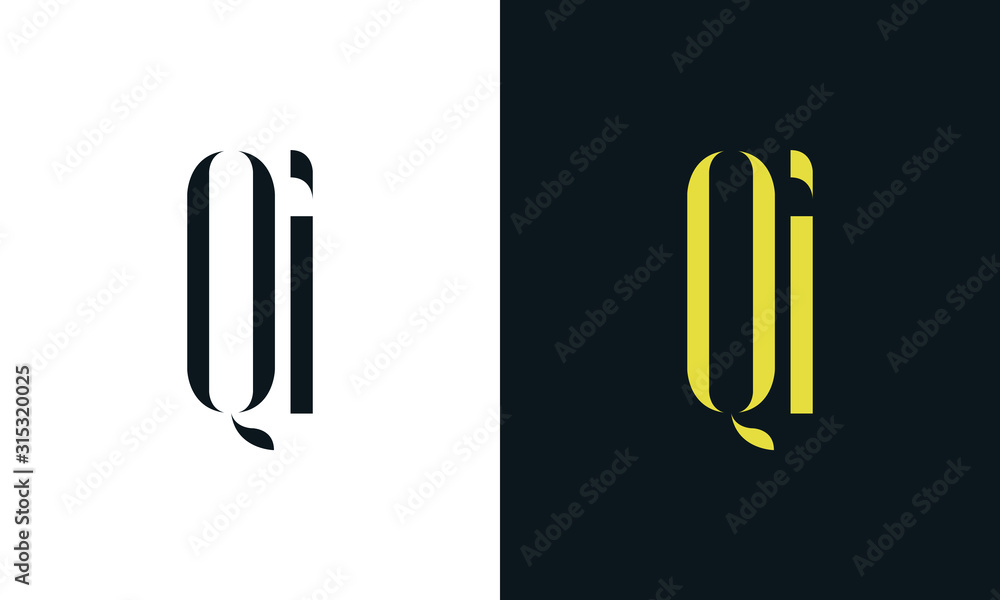 Abstract line art letter QI logo. This logo icon incorporate with two ...