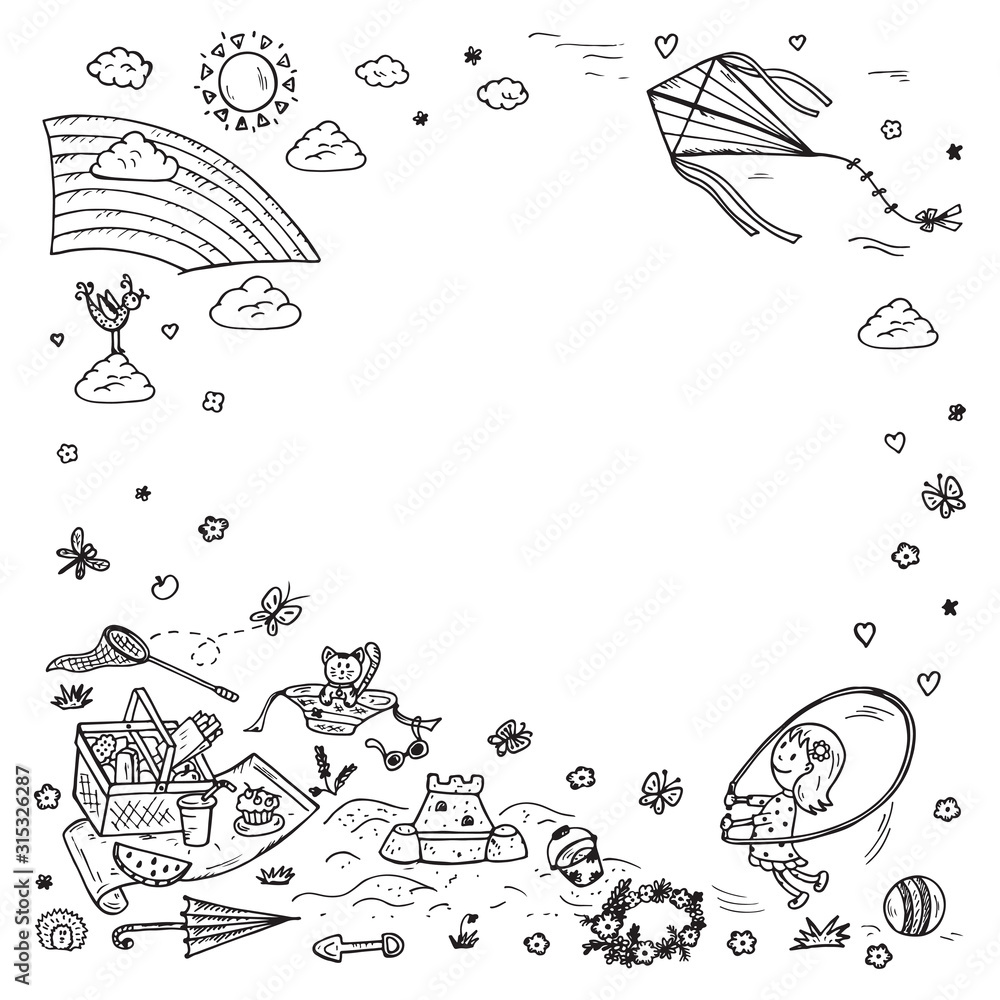 Summer Borders Black And White