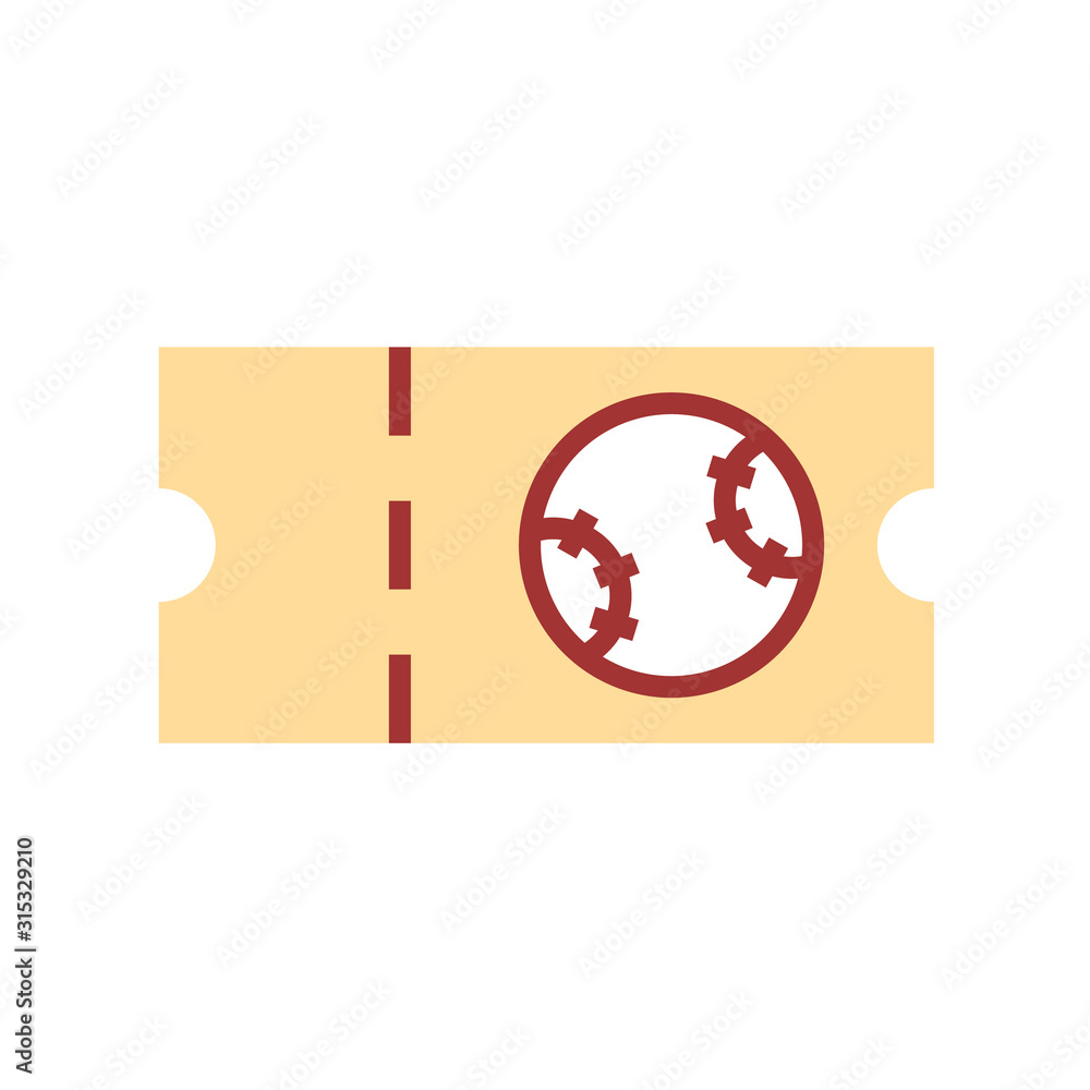 Baseball or softball ticket simple icon. Clipart image isolated on ...