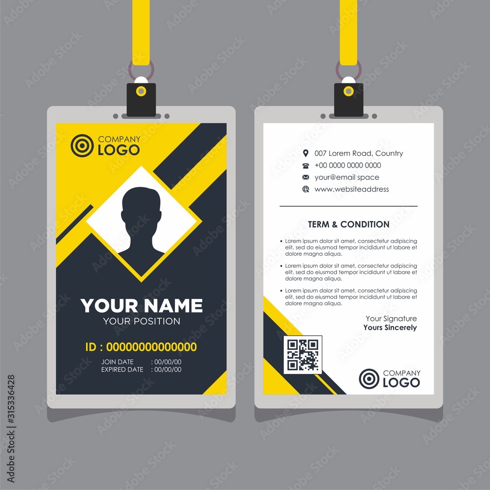 Abstract Yellow Modern Id Card Design Template Vector Image Stock ...