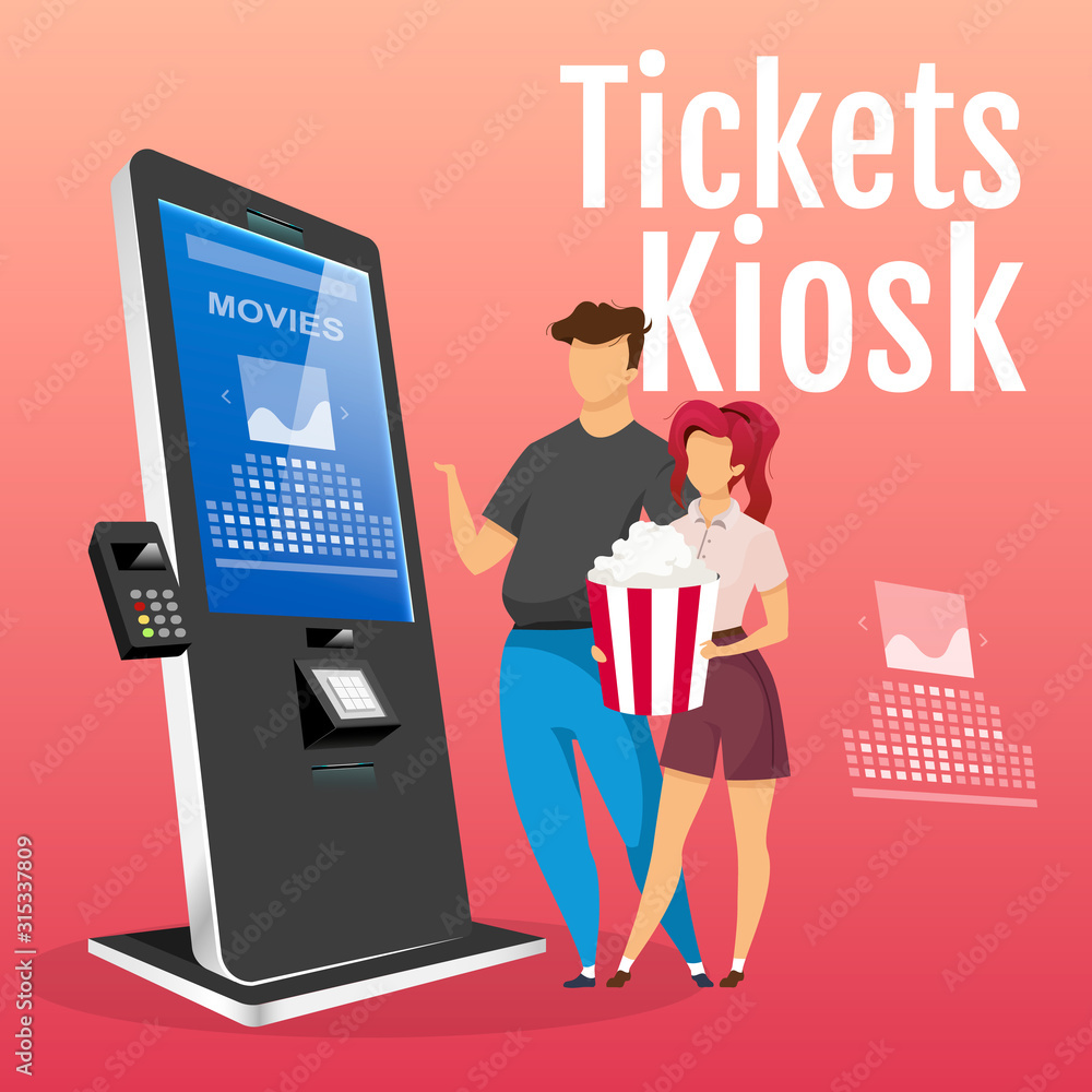 Tickets kiosk social media post mockup. Entertainment self order ...