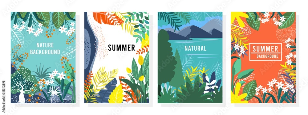 Vector set nature background, nature cards, banner, cover, templates ...