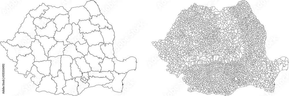Vector map of Romania administrative regions and areas Stock Vector ...