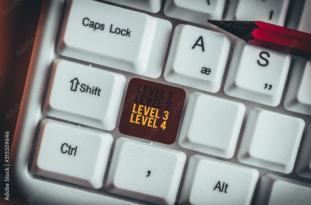 Text sign showing Level 1, 2, 3 and 4. Business photo text Steps levels ...