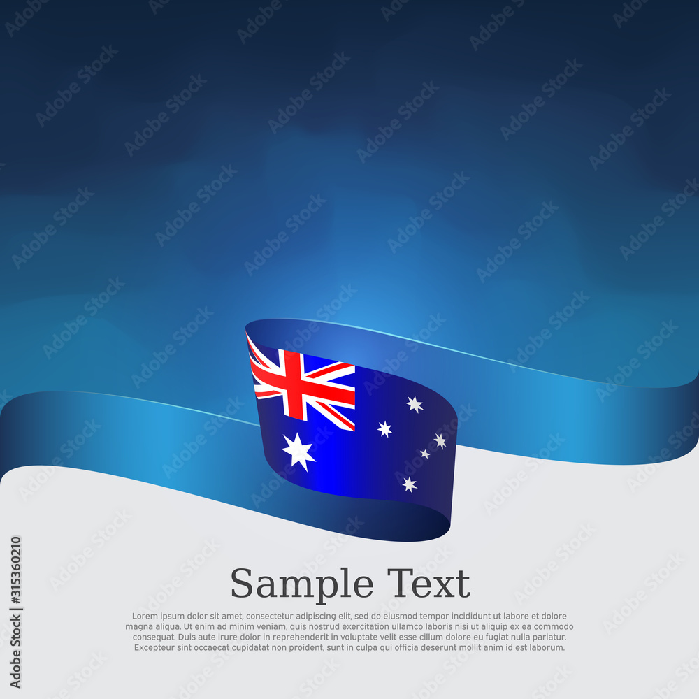 Australia flag background. Wavy ribbon in the color of the australian ...