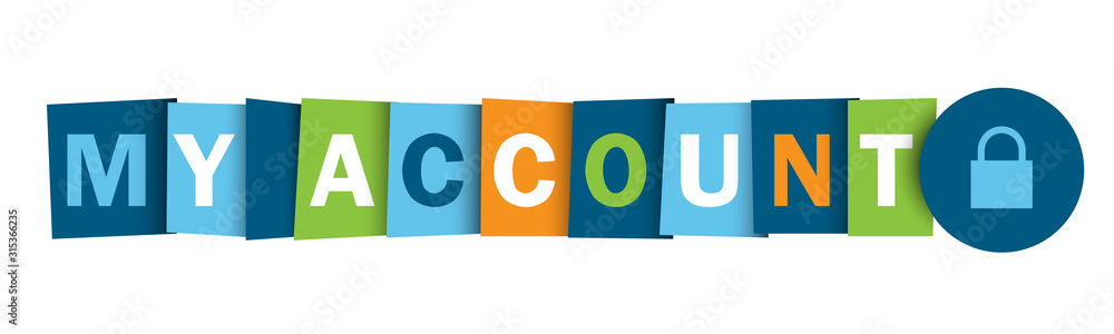 MY ACCOUNT colorful vector typographic web button with padlock symbol ...