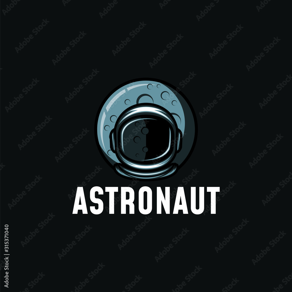 Astronaut helmet with moon logo design inspiration Stock Vector | Adobe ...