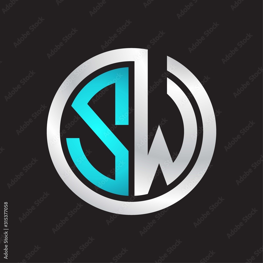 SW Initial logo linked circle monogram Stock Vector | Adobe Stock