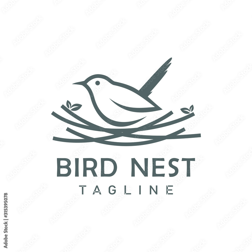 Bird nest logo design vector icon template Stock Vector | Adobe Stock