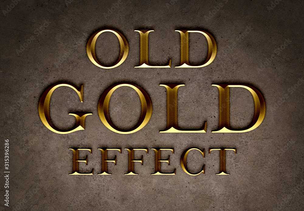 Old Gold Text Effect Mockup Stock Template | Adobe Stock