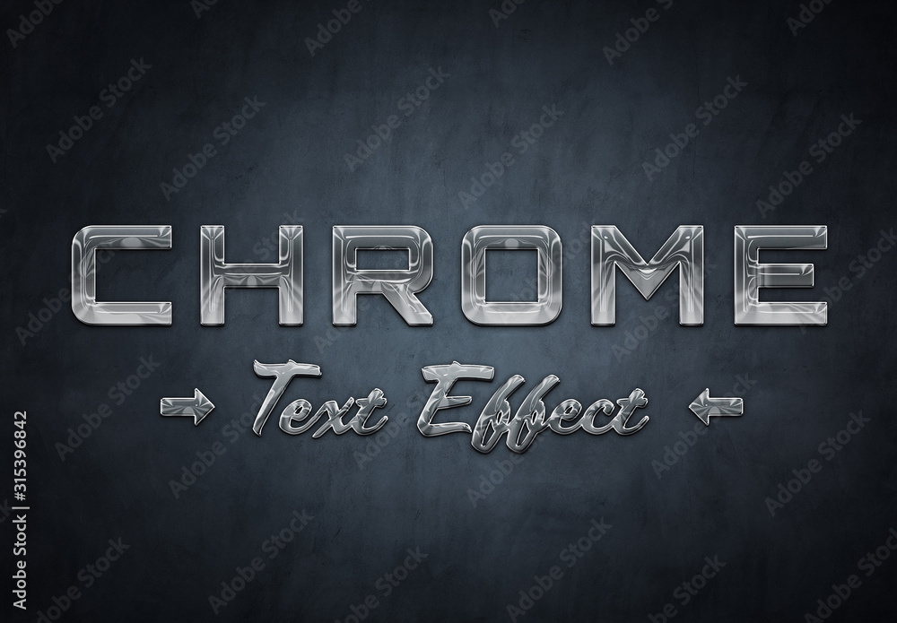Chrome Metal Text Effect Mockup Stock Template | Adobe Stock