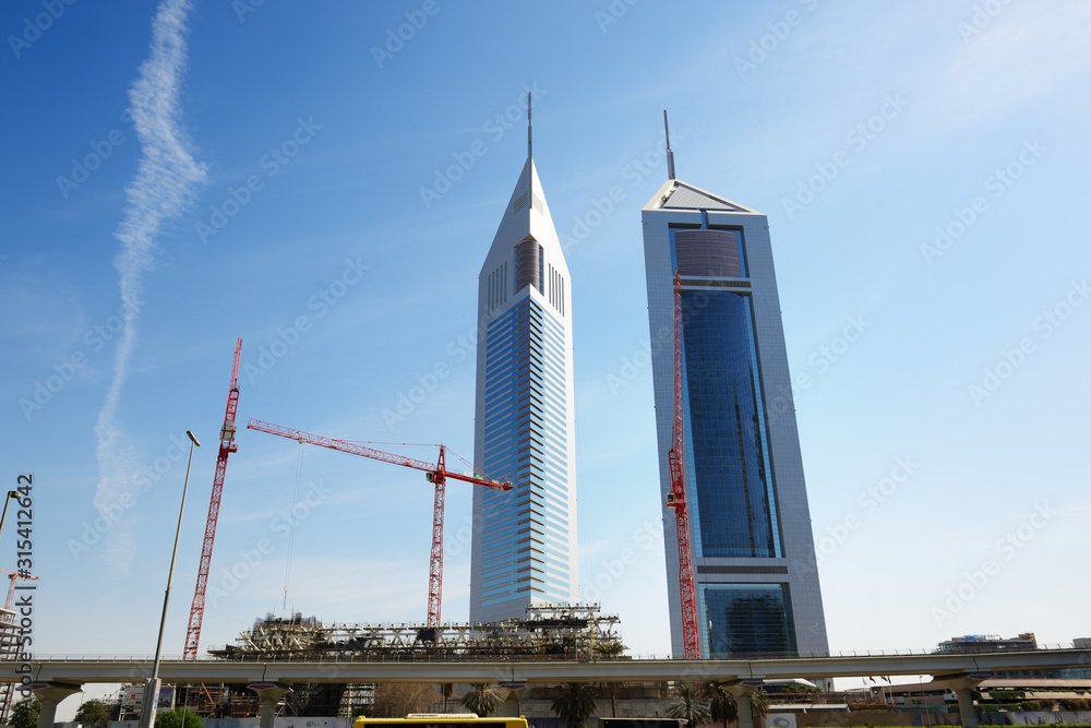 DUBAI, UAE - NOVEMBER 19: The view on Emirates Towers and new ...