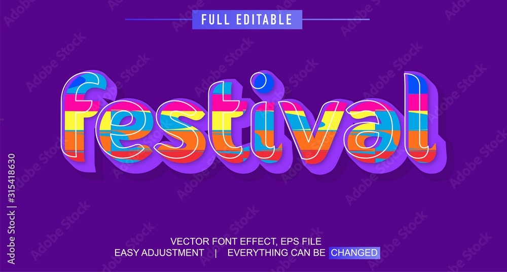 elegant and colorful text effect design, full editable vector, easy to ...
