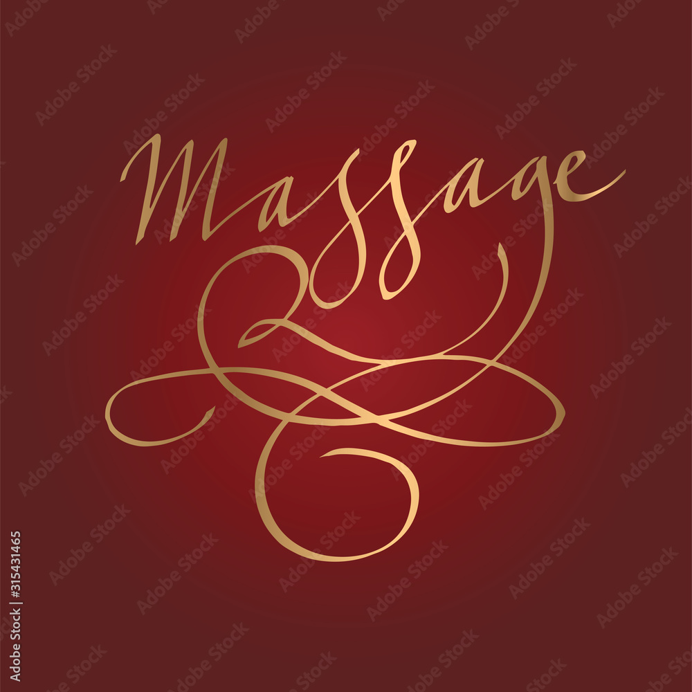Calligraphic hand-written word massage. Beautiful Golden text with ...