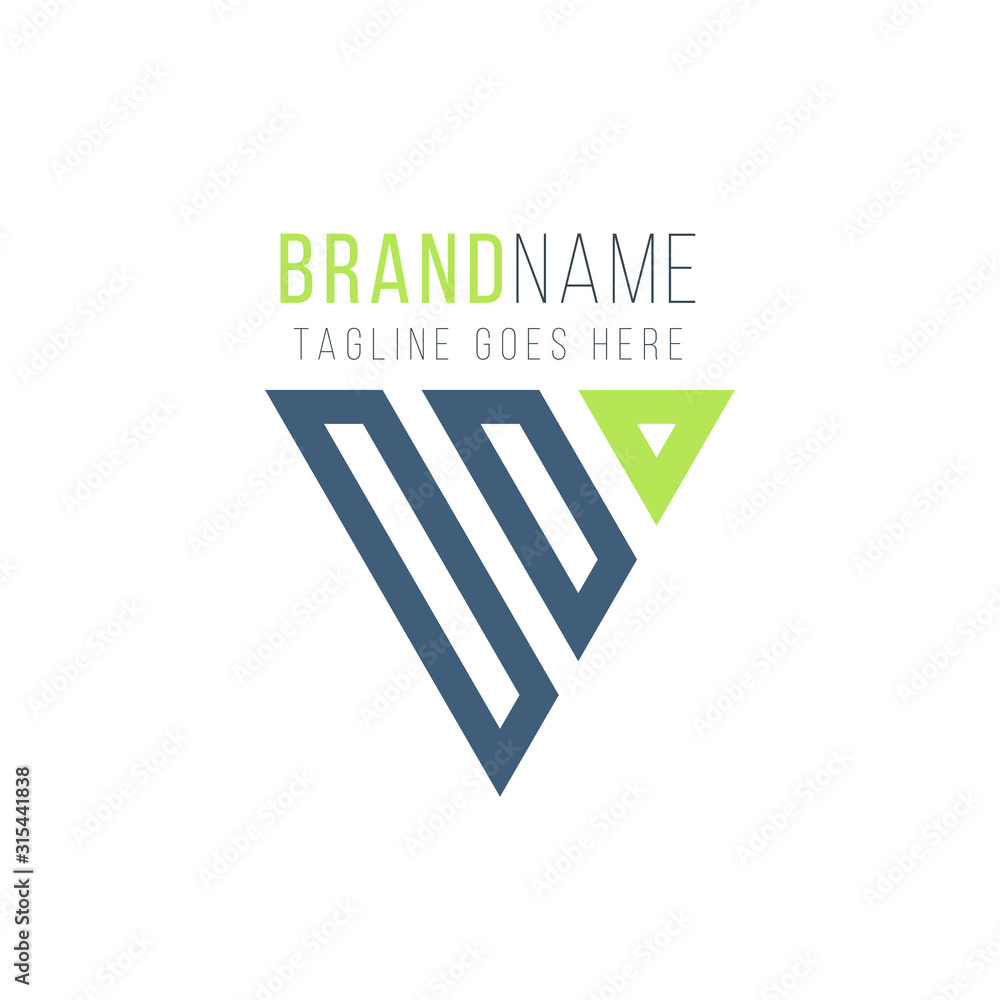 Geometrical triangle or arrow in three parts logo design. Technology ...