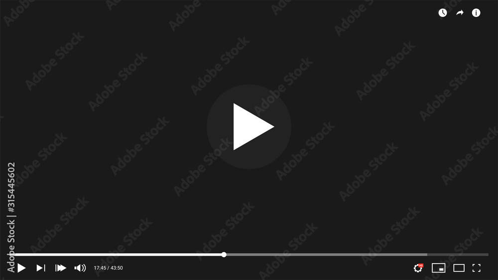 Video player interface design. Multimedia player, frame with buttons ...