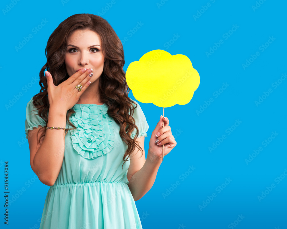 Winking girl on blue background. Pop Art girl. Party invitation ...