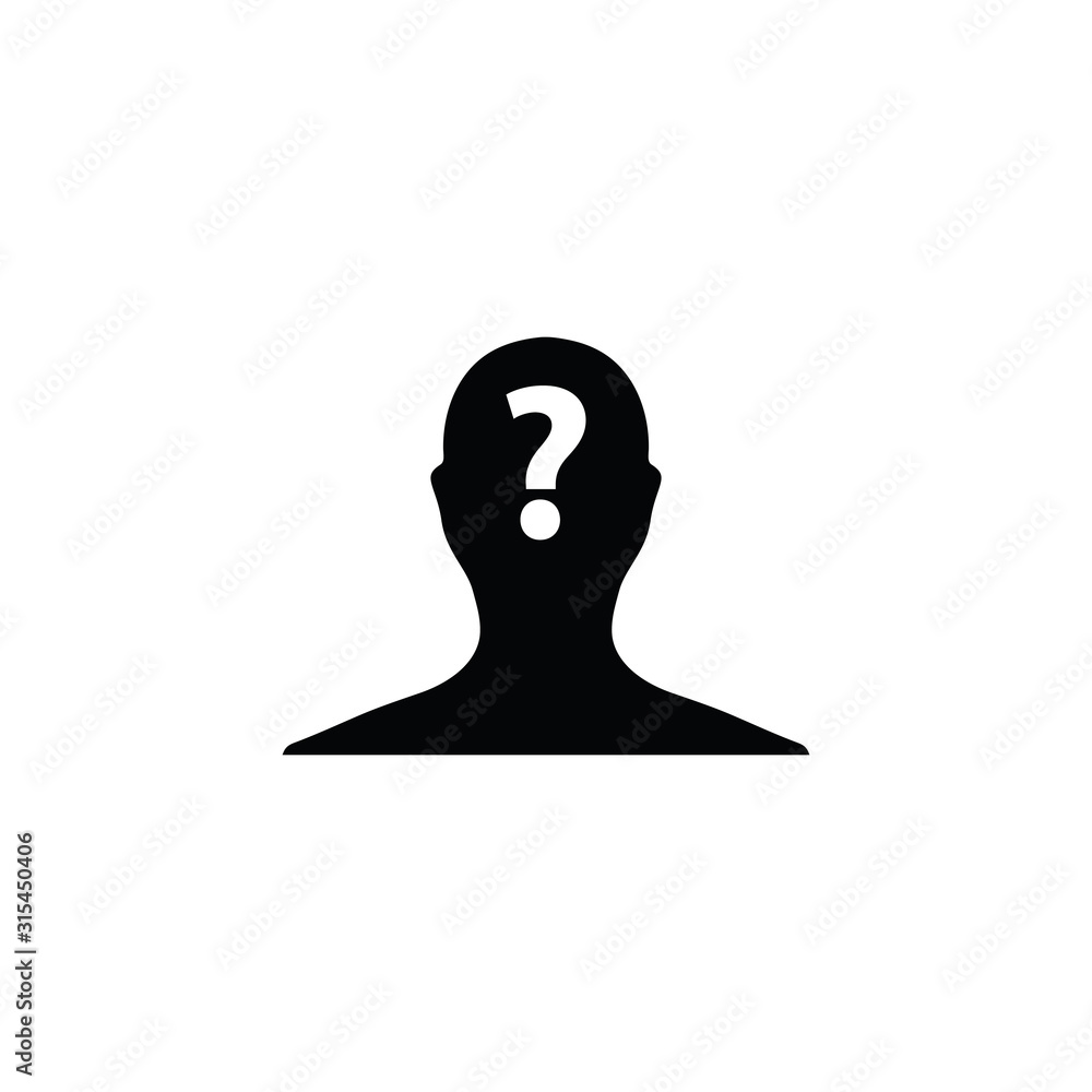 person with question mark. Male icon. Human face with question mark ...