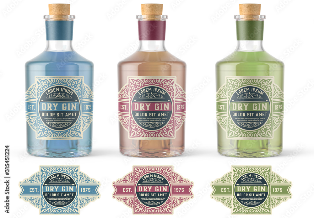 Vintage Gin Label Packaging Layout Stock Template | Adobe Stock
