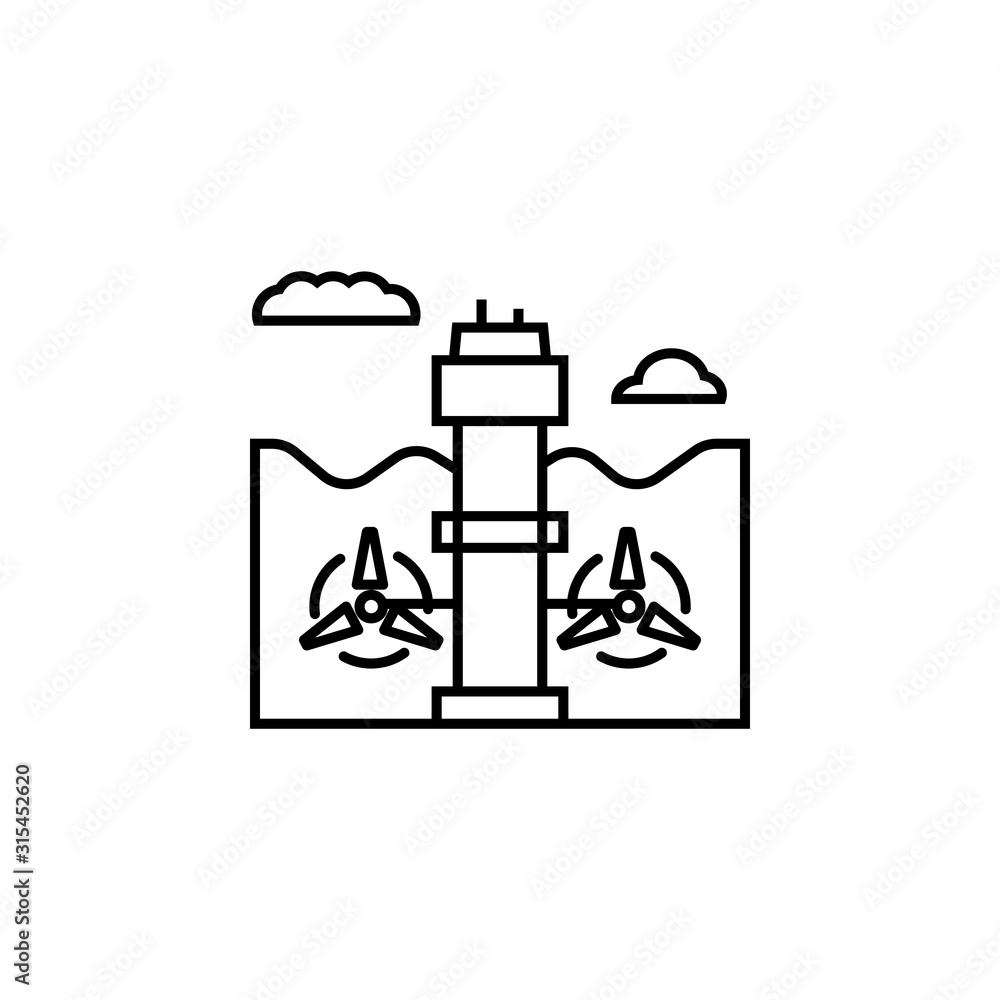 tidal, tidal volume line icon. Elements of energy illustration icons ...