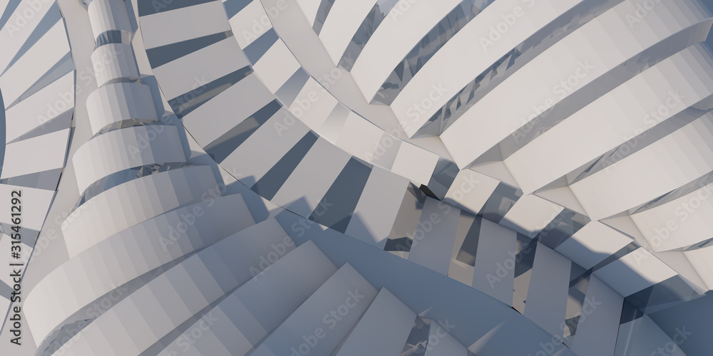 Architecture background curved arched structures building top view 3d ...