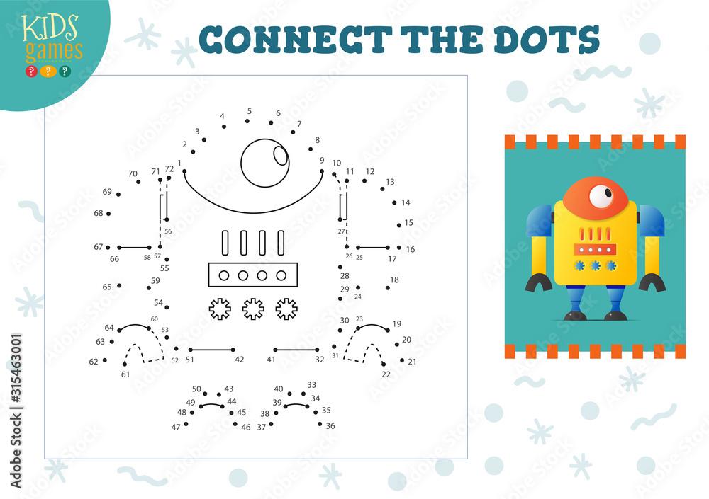 Connect the dots kids game vector illustration. Stock Vector | Adobe Stock