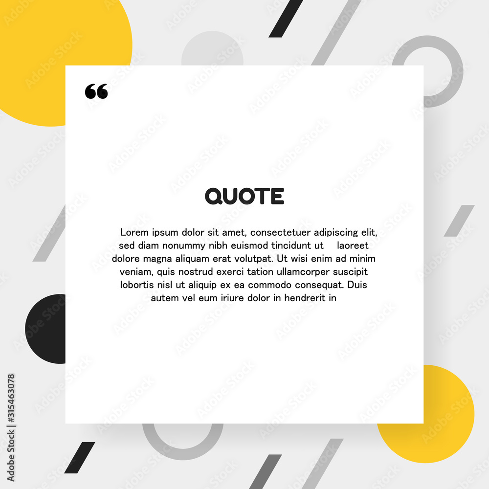 Quote rectangle isolated on simple material style background with ...