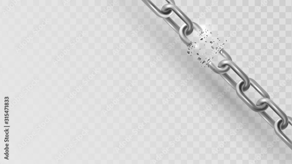 Broken metal chain on a transparent background, the weakest link Stock ...