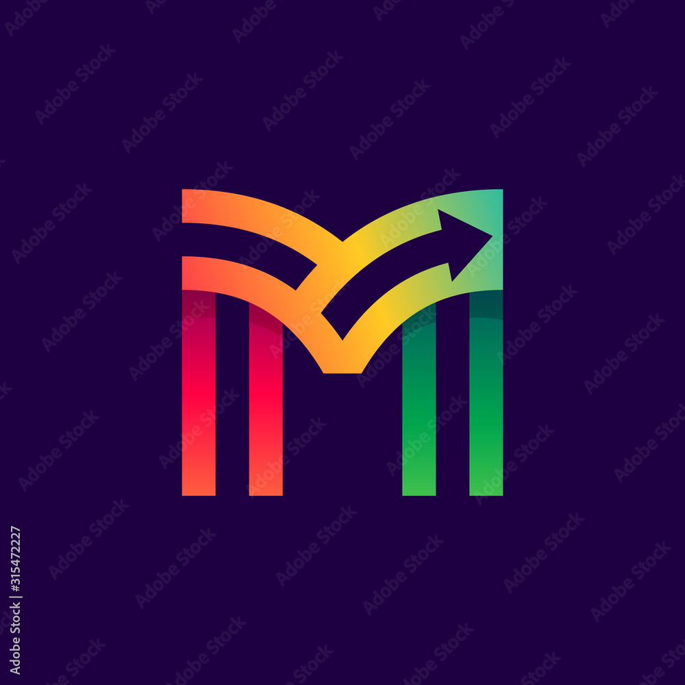 Letter M logo with arrow inside. Stock Vector | Adobe Stock