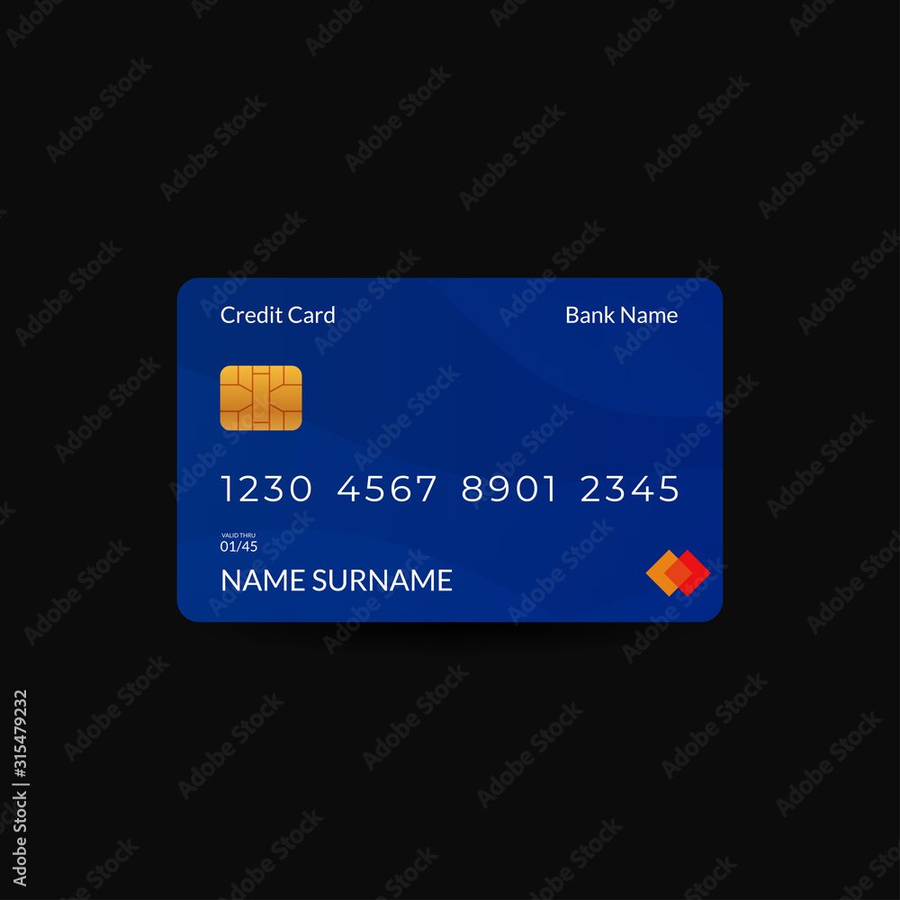 credit card design templates with blue color and wave motifs, editable ...
