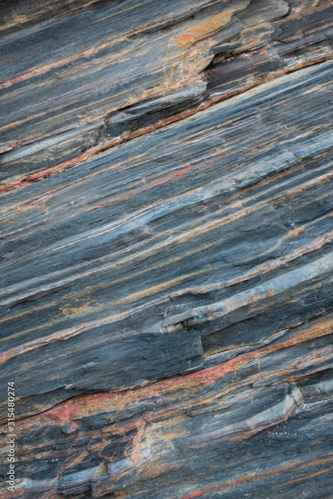 Details on schist rocks at Praia do Amado beach, in Portugal Stock ...