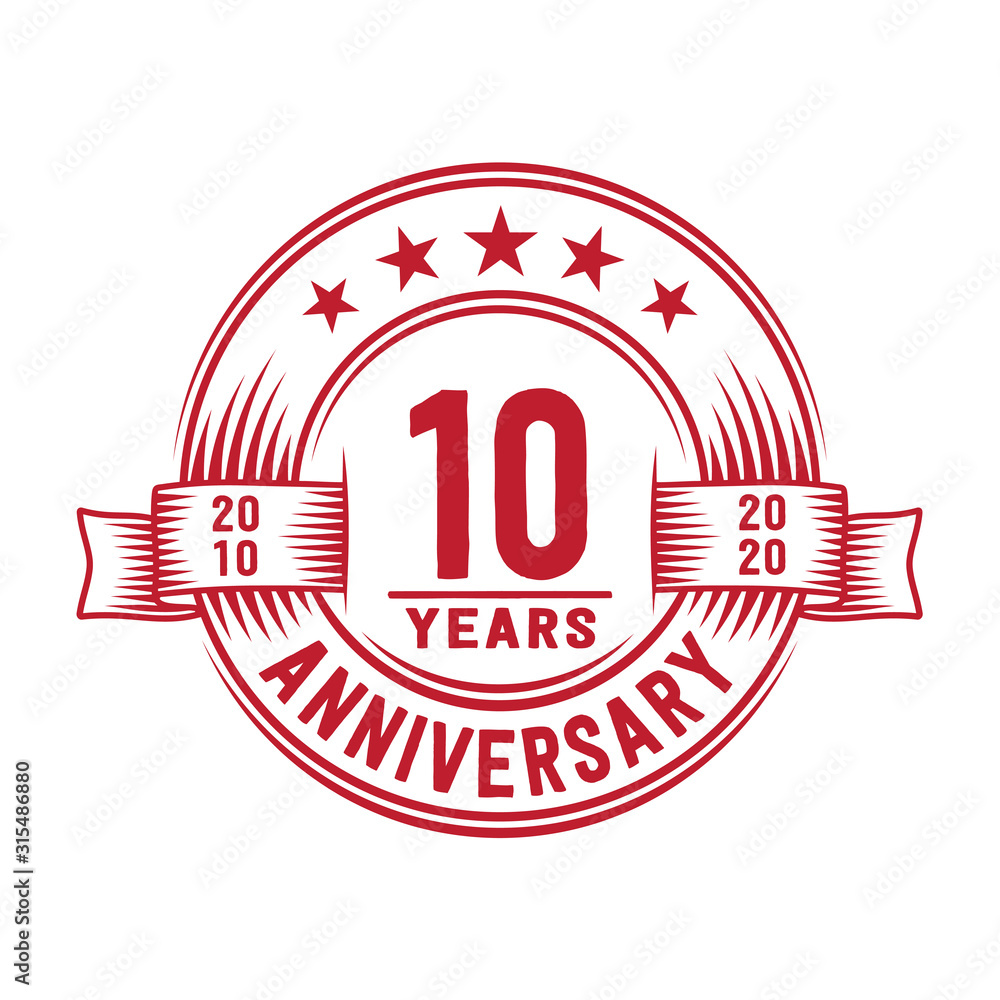 10 years logo design template. 10th anniversary vector and illustration ...