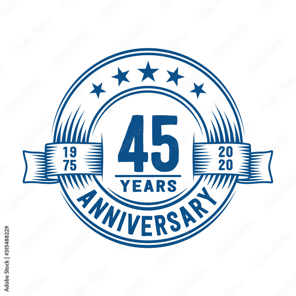 45 years logo design template. 45th anniversary vector and illustration ...