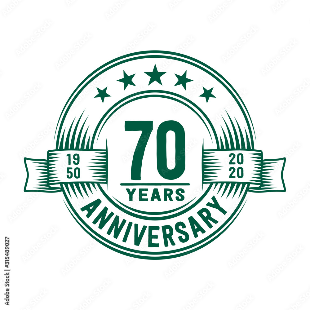 70 years logo design template. 70th anniversary vector and illustration ...