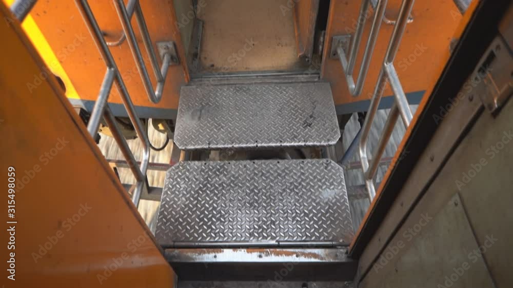 Run Train concept, Bogie bridge stairs on train running on railway for ...