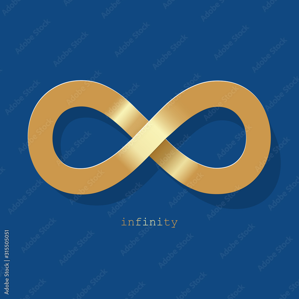 Infinity symbol gold on a color of the year 2020 Classic Blue ...