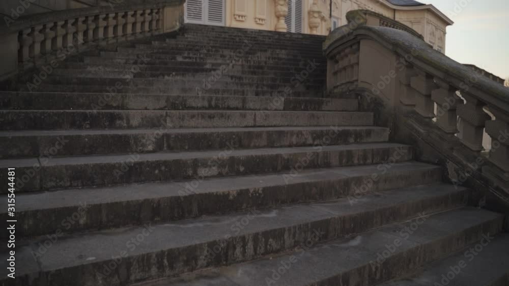 Video „Establishing beautiful historical medieval big stone stairs and ...