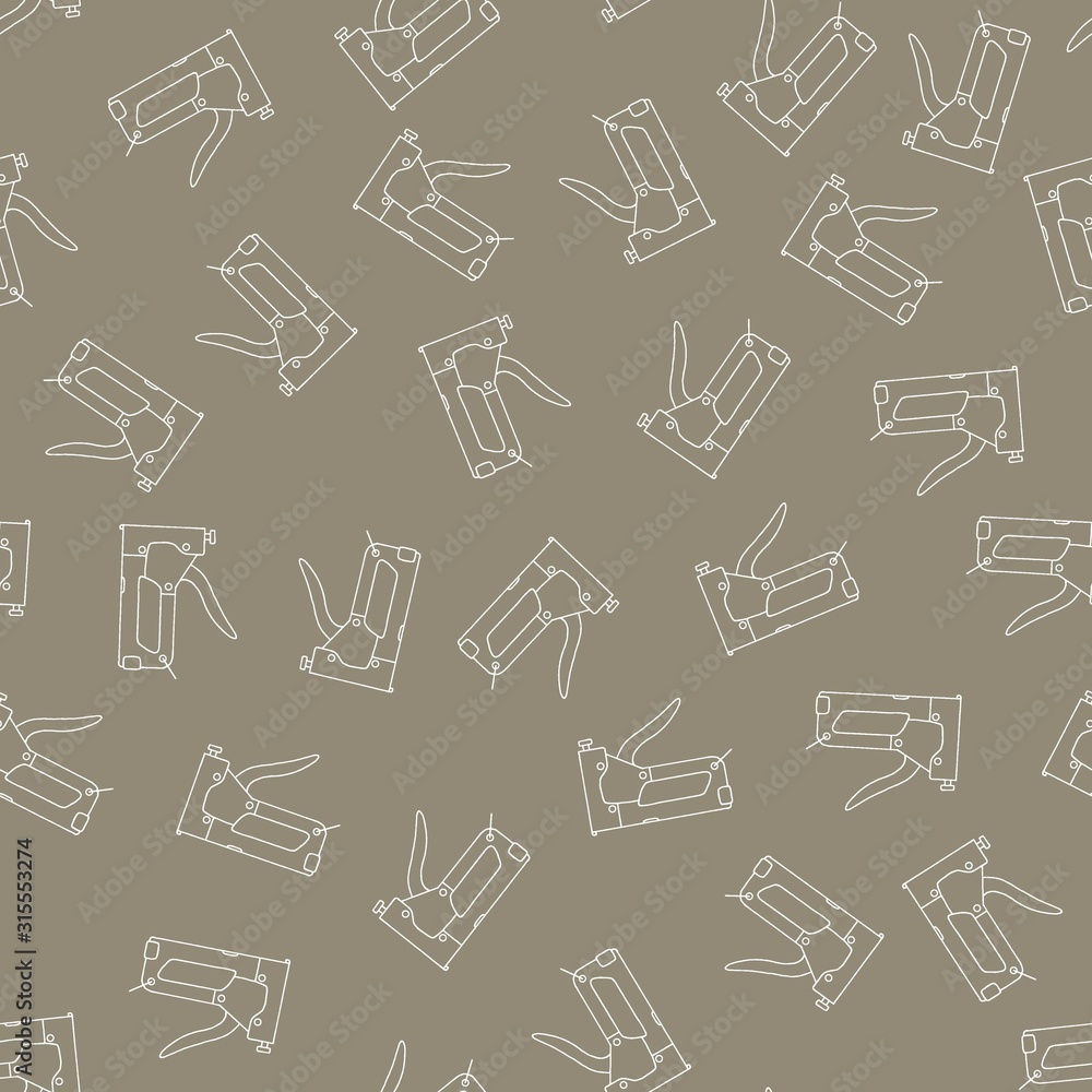 Staple gun icon. Vector seamless pattern with hand drawn isolated ...