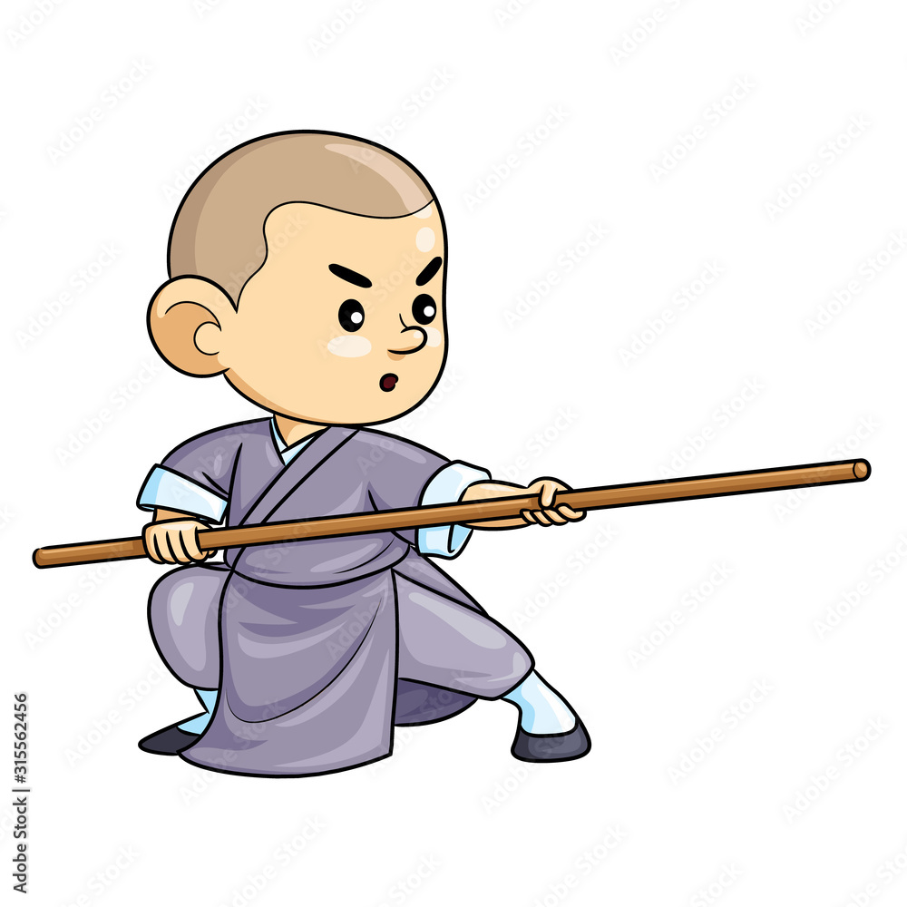 Kung Fu Kid Cartoon Stock Vector | Adobe Stock