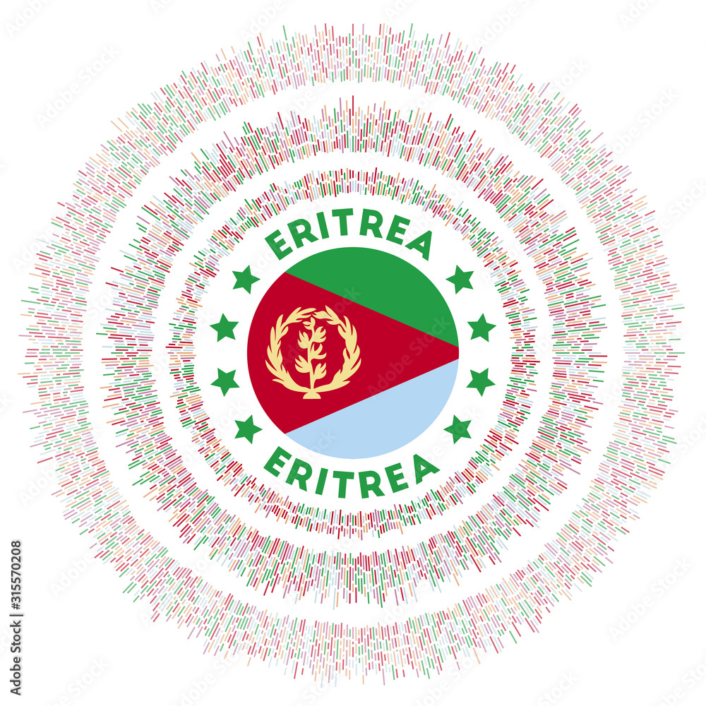 Eritrea symbol. Radiant country flag with colorful rays. Shiny sunburst ...