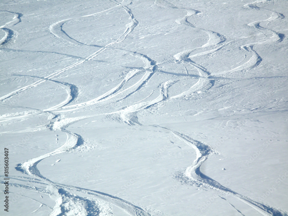 Powder Skiing Tracks