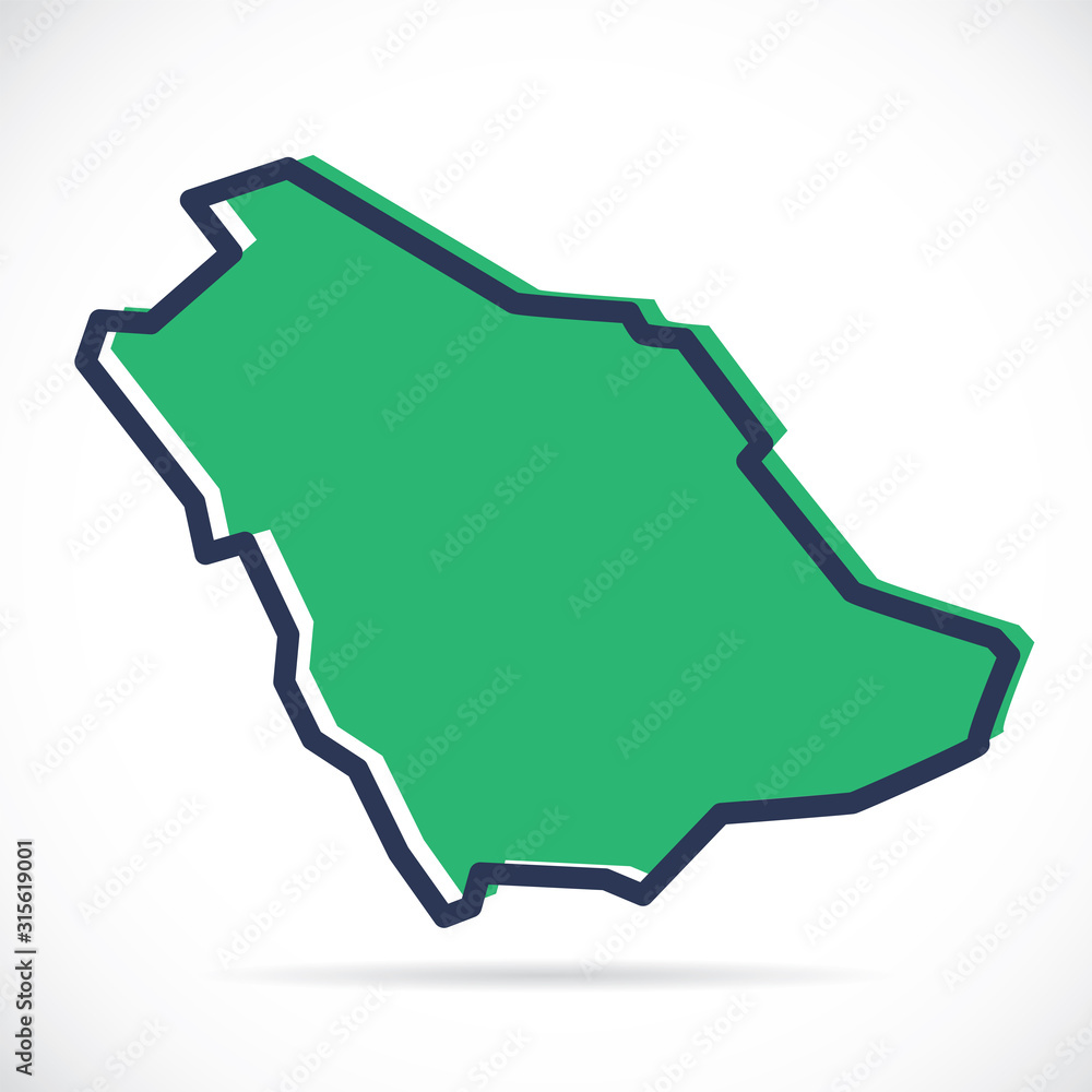 Stylized simple outline map of Saudi Arabia Stock Vector | Adobe Stock