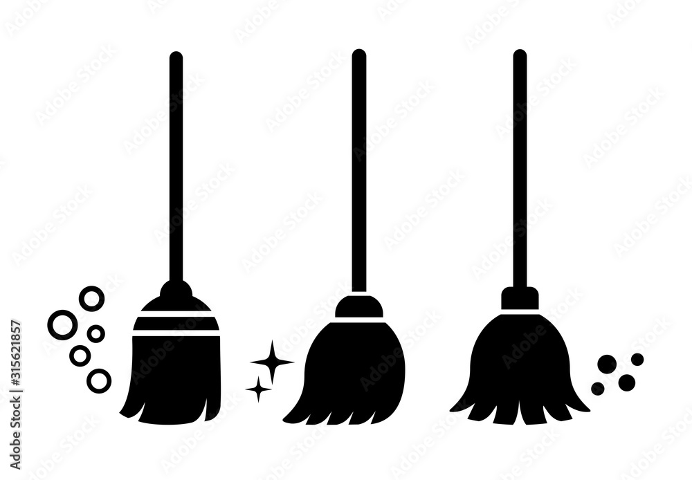 Broom vector icons set Stock Vector | Adobe Stock