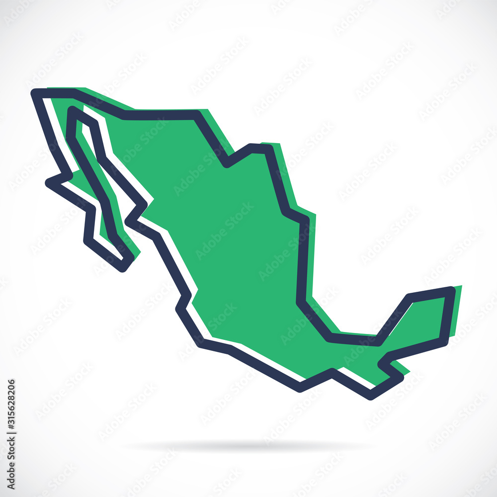 Stylized simple outline map of Mexico Stock Vector | Adobe Stock