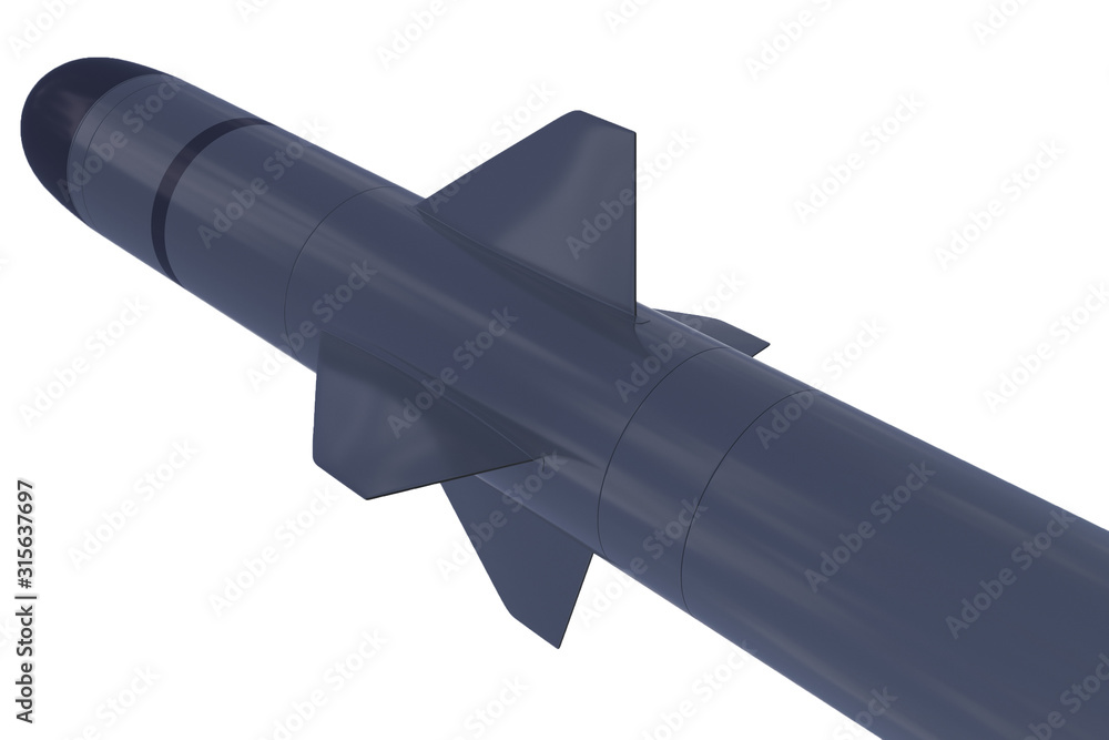 Military tactical missile, side view from below. Stock Illustration ...