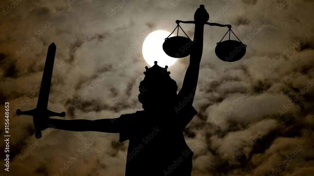 Lady Justice: Time Lapse by Night with Full Moon and Dark Silhouette of ...